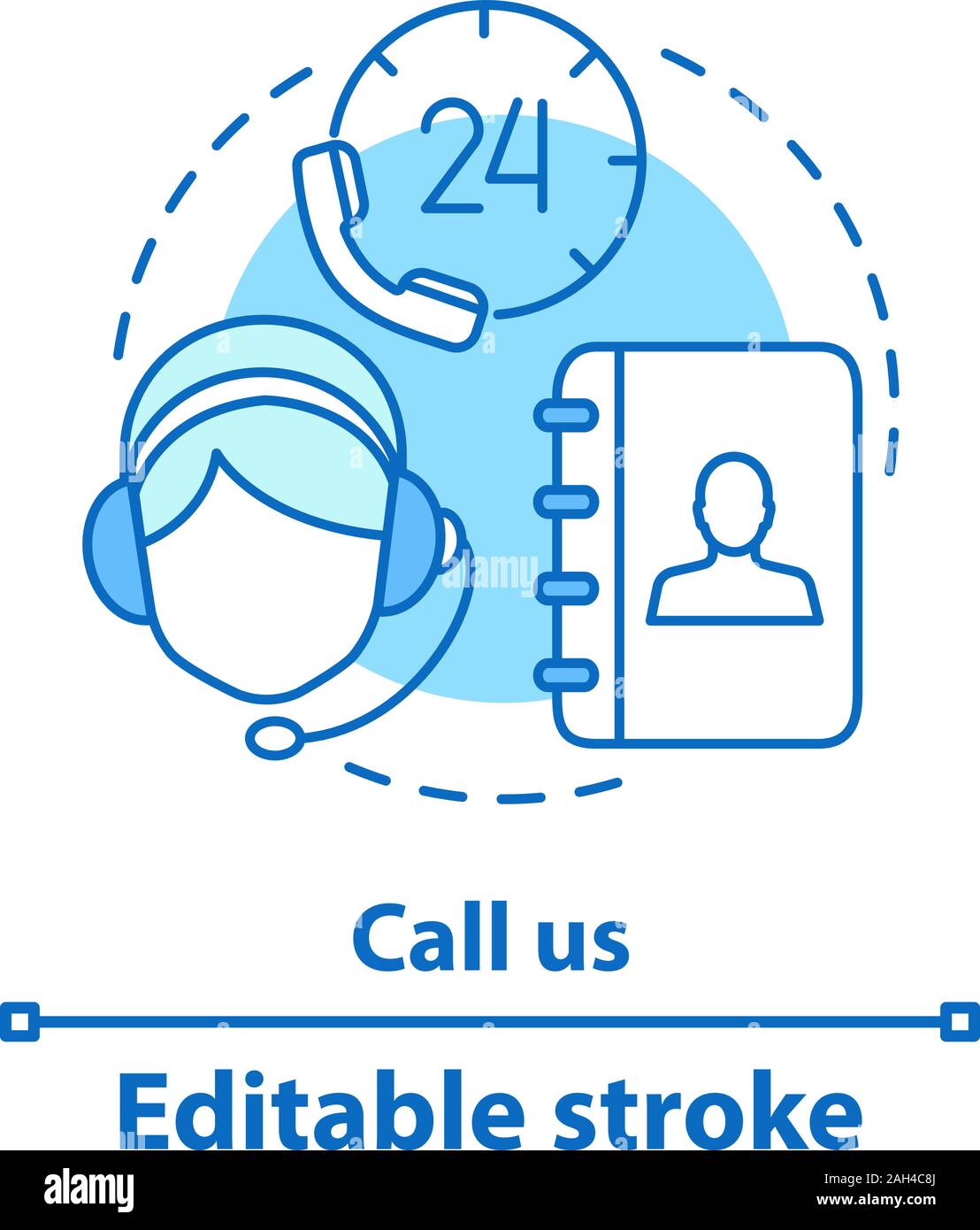 Call us concept icon. Call center idea thin line illustration. Hotline ...