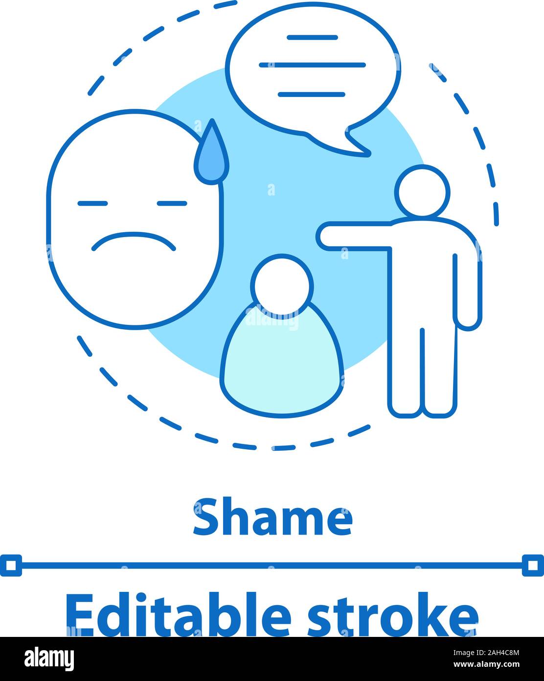 Shame concept icon. Condemnation idea thin line illustration. Suffering ...
