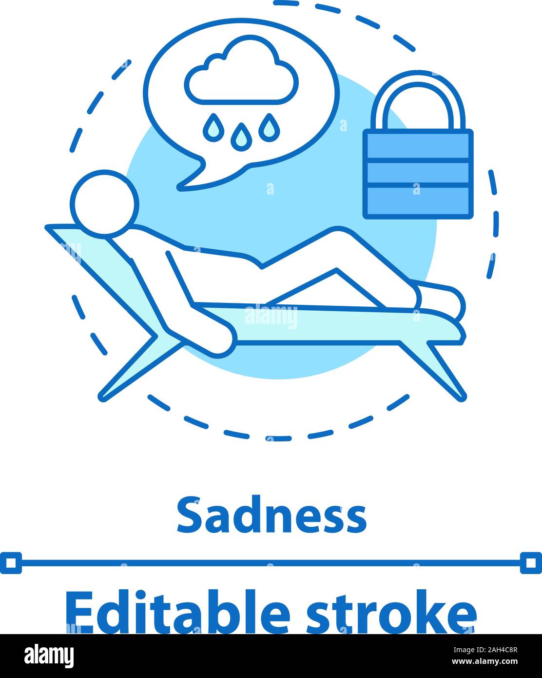 Sadness concept icon. Depression idea thin line illustration. Burnout ...