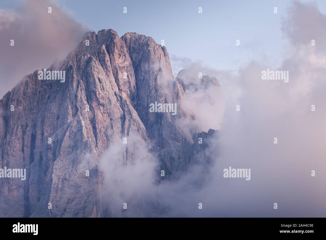 The northern side of Sasso Lungo at sunset from the Val Gardena area ...