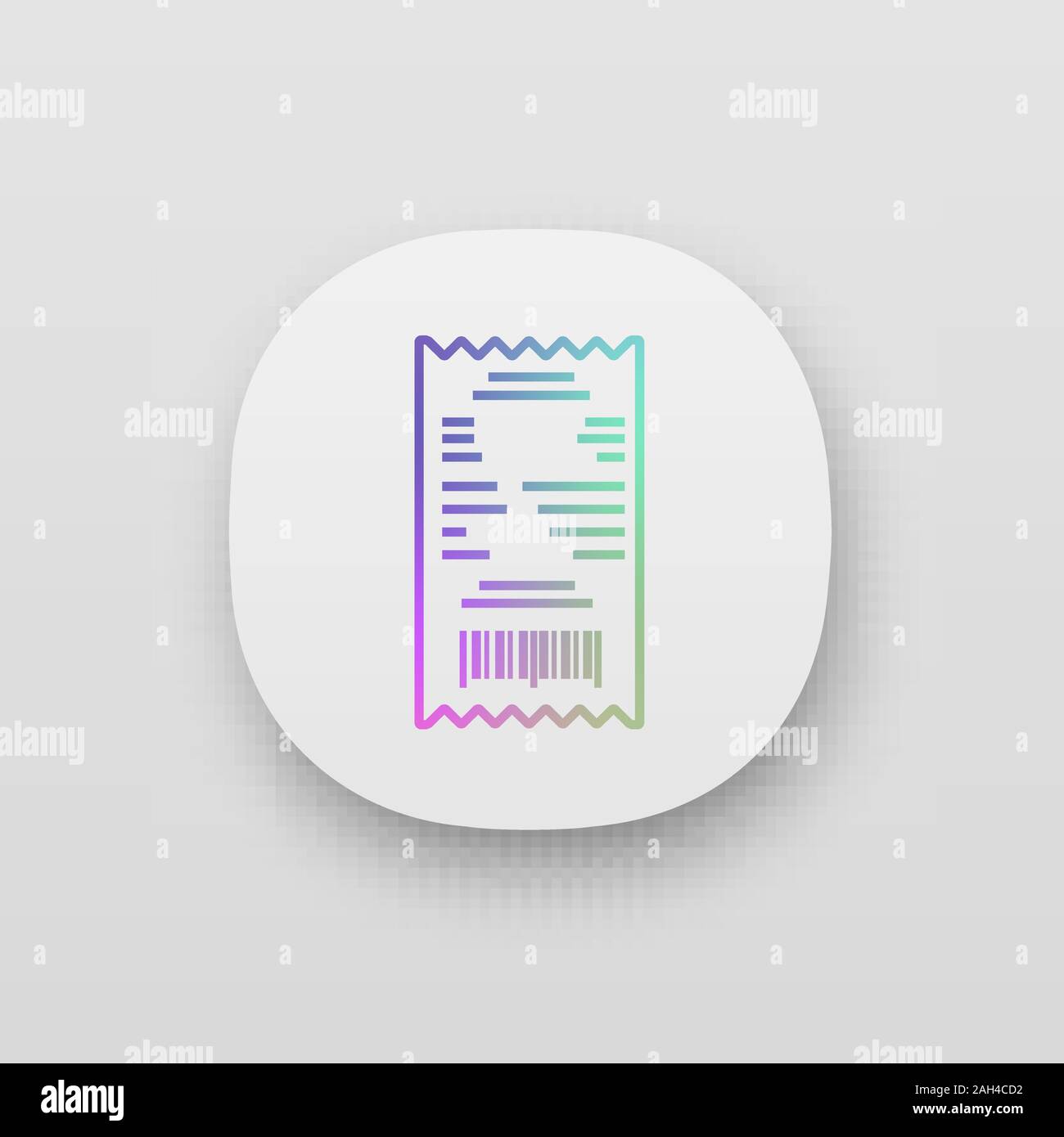 Cash receipt app icon. UI/UX user interface. Paper check. Bill. Web or ...