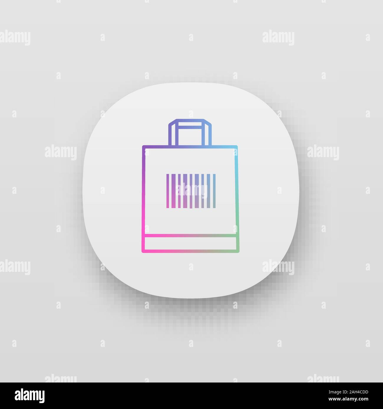 Shopping bag with barcode app icon. Retail. Merchandising. Using ...