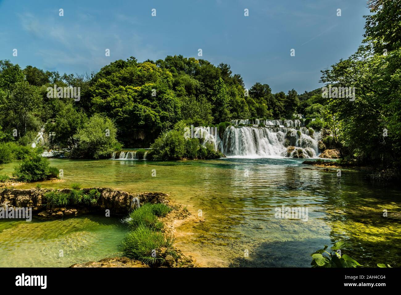 Croatia, Sibenik-Knin County, Krka National Park waterfall in summer ...
