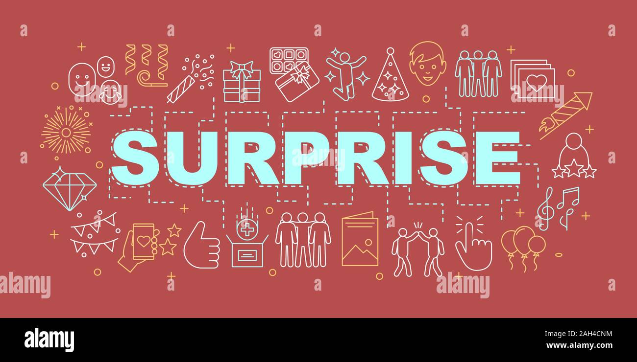 Surprise word concepts banner. Holiday celebration. Birthday party ...