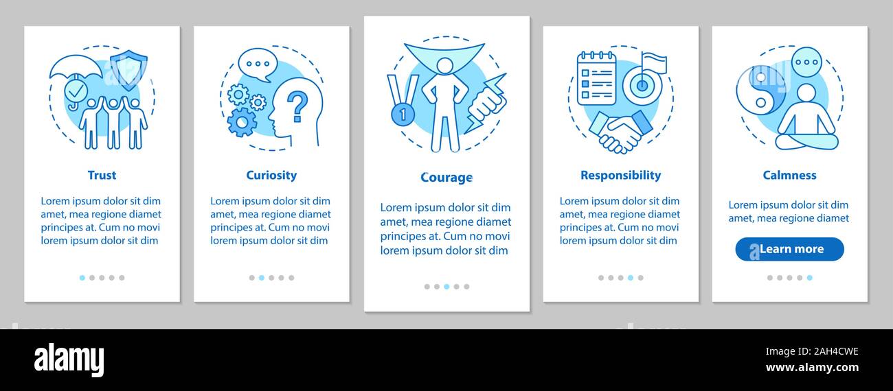 Human Feelings Onboarding Mobile App Page Screen With Linear Concepts Emotions Steps Graphic