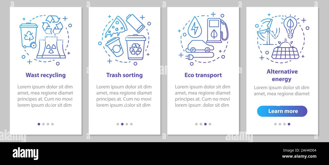 Environment protection onboarding mobile app page screen with linear ...
