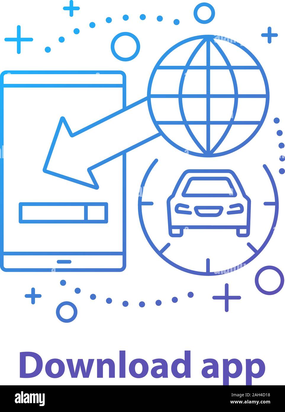 Mobile app downloading concept icon. Carpooling service idea thin line ...