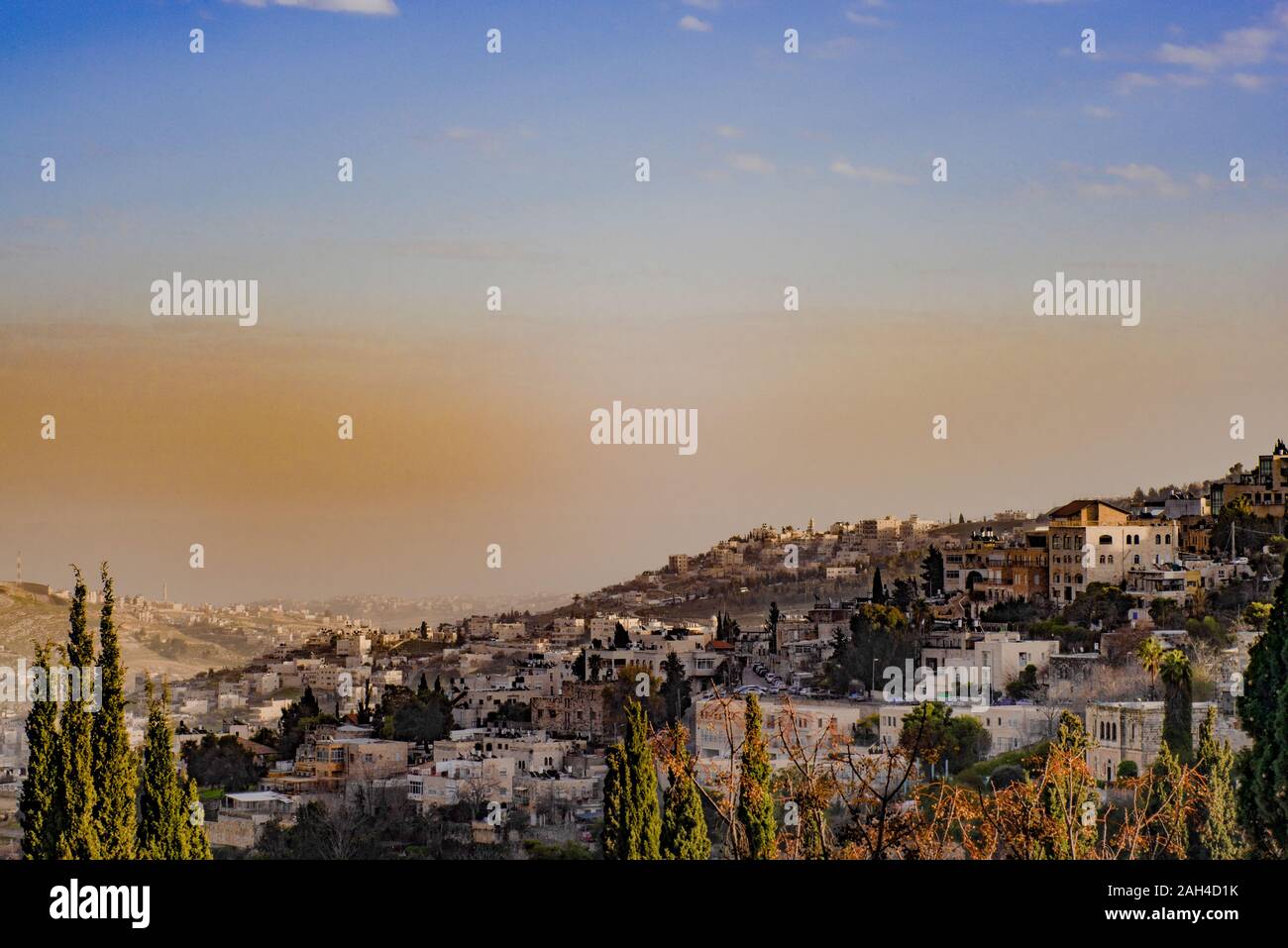 Mount Zion view of East Jerusalem, Jerusalem, Israel. Basilica ...