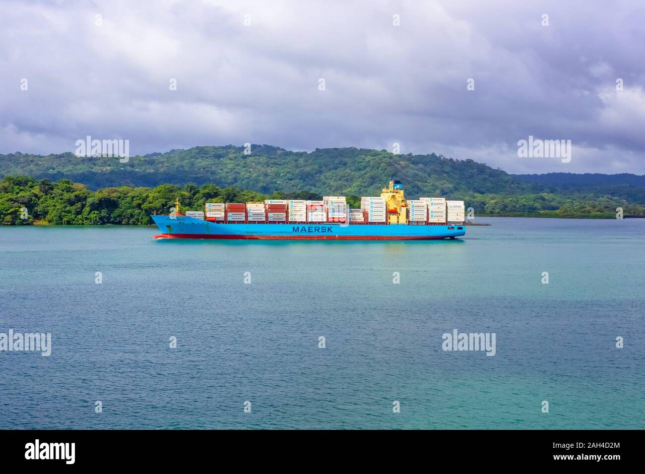 Panama Canal, Panama - December 7, 2019: Maersk Line container cargo ...