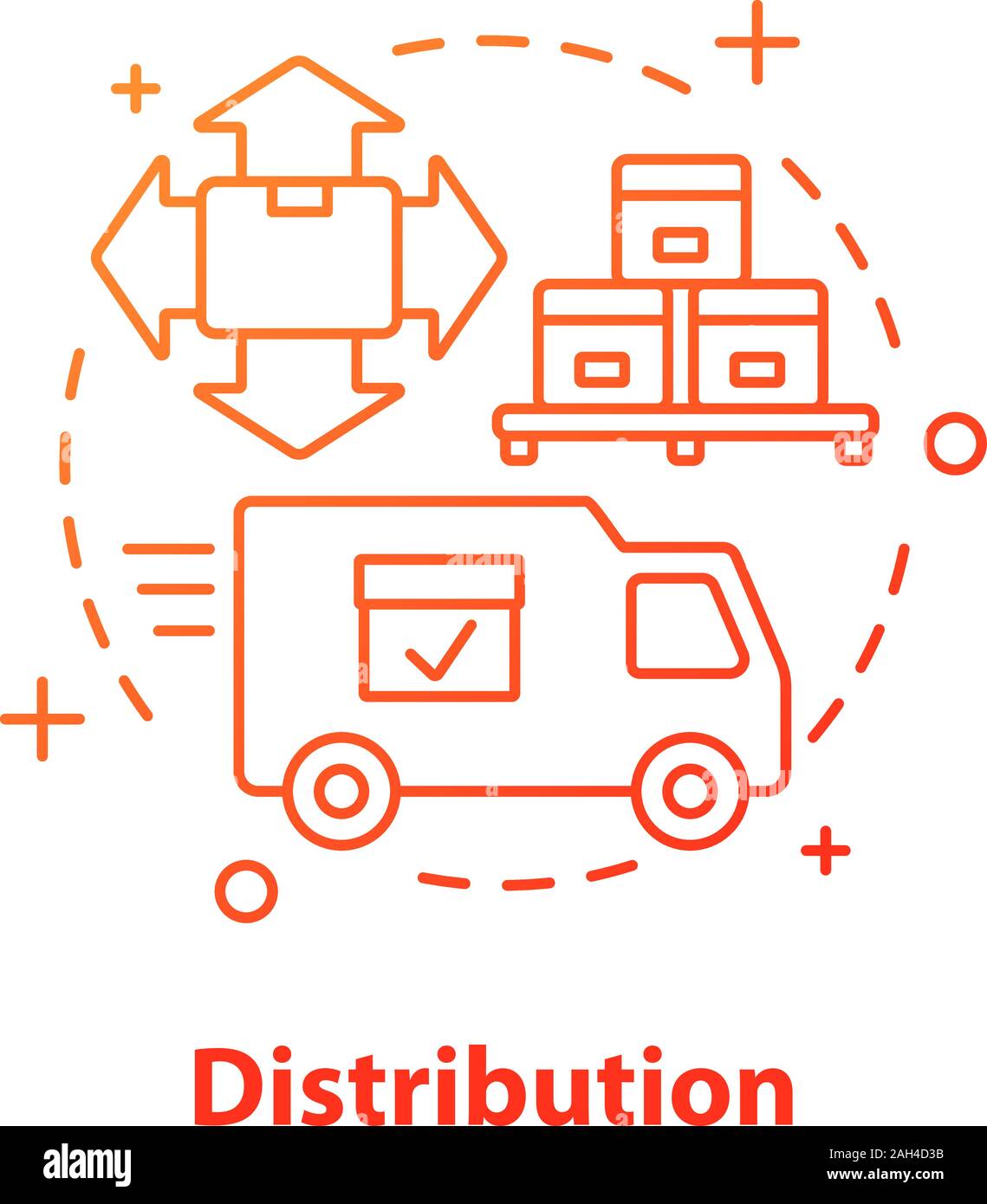 Logistics and distribution concept icon. Delivery service idea thin ...