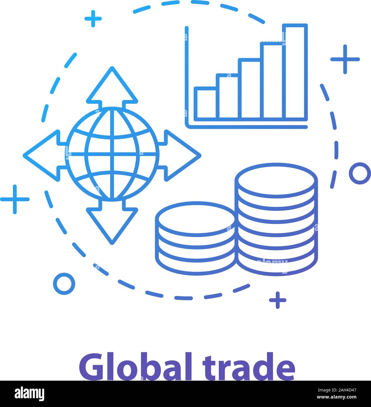 International trade growth concept icon. Global purchasing idea thin ...