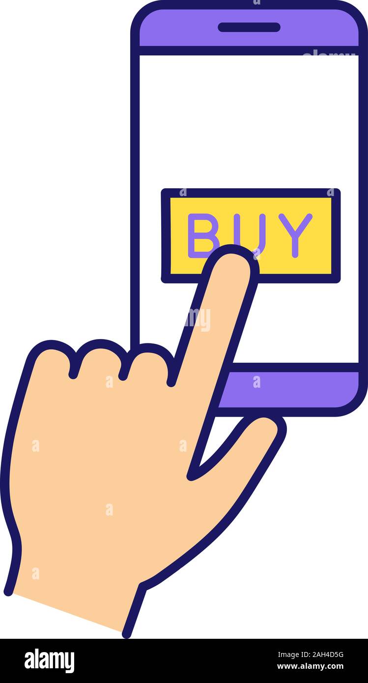 Online payment per click color icon. E-payment. Digital purchase ...