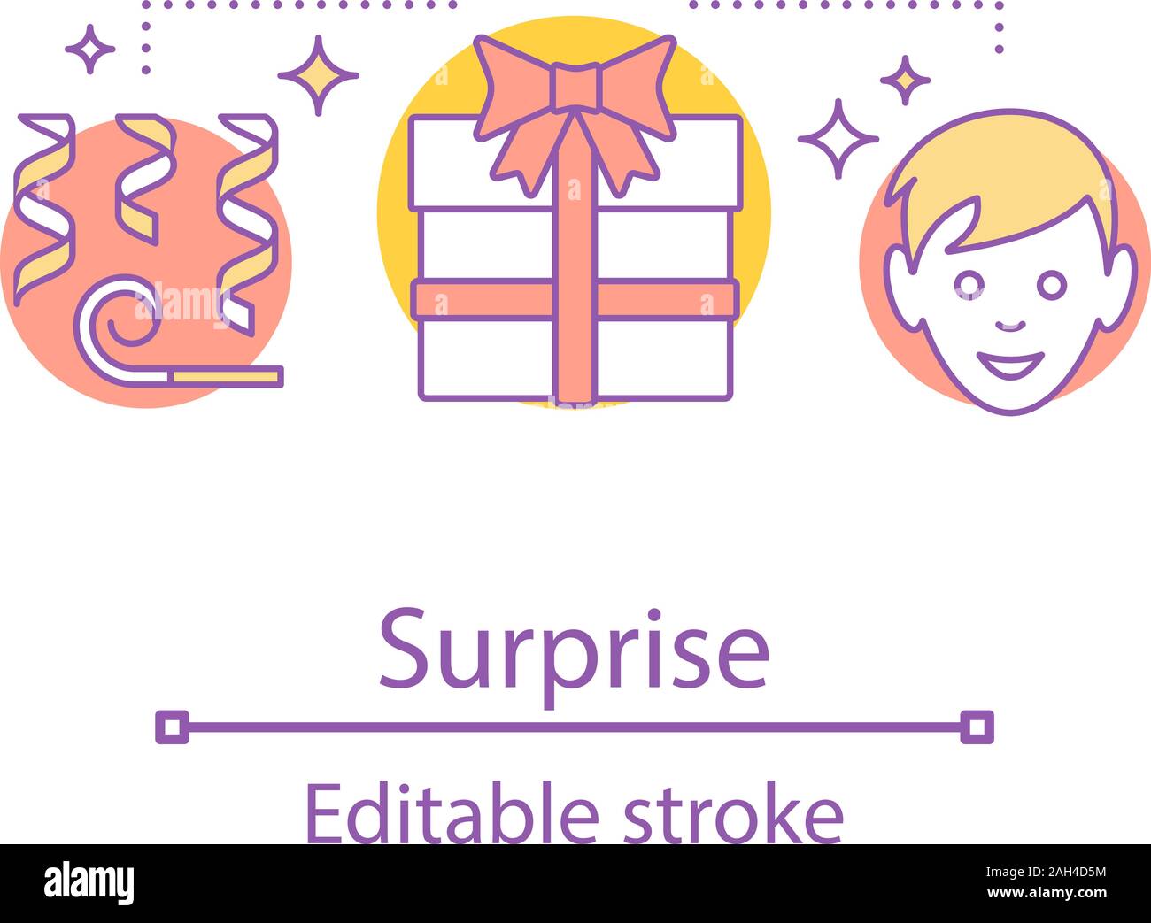 Surprise concept icon. Birthday gift idea thin line illustration ...