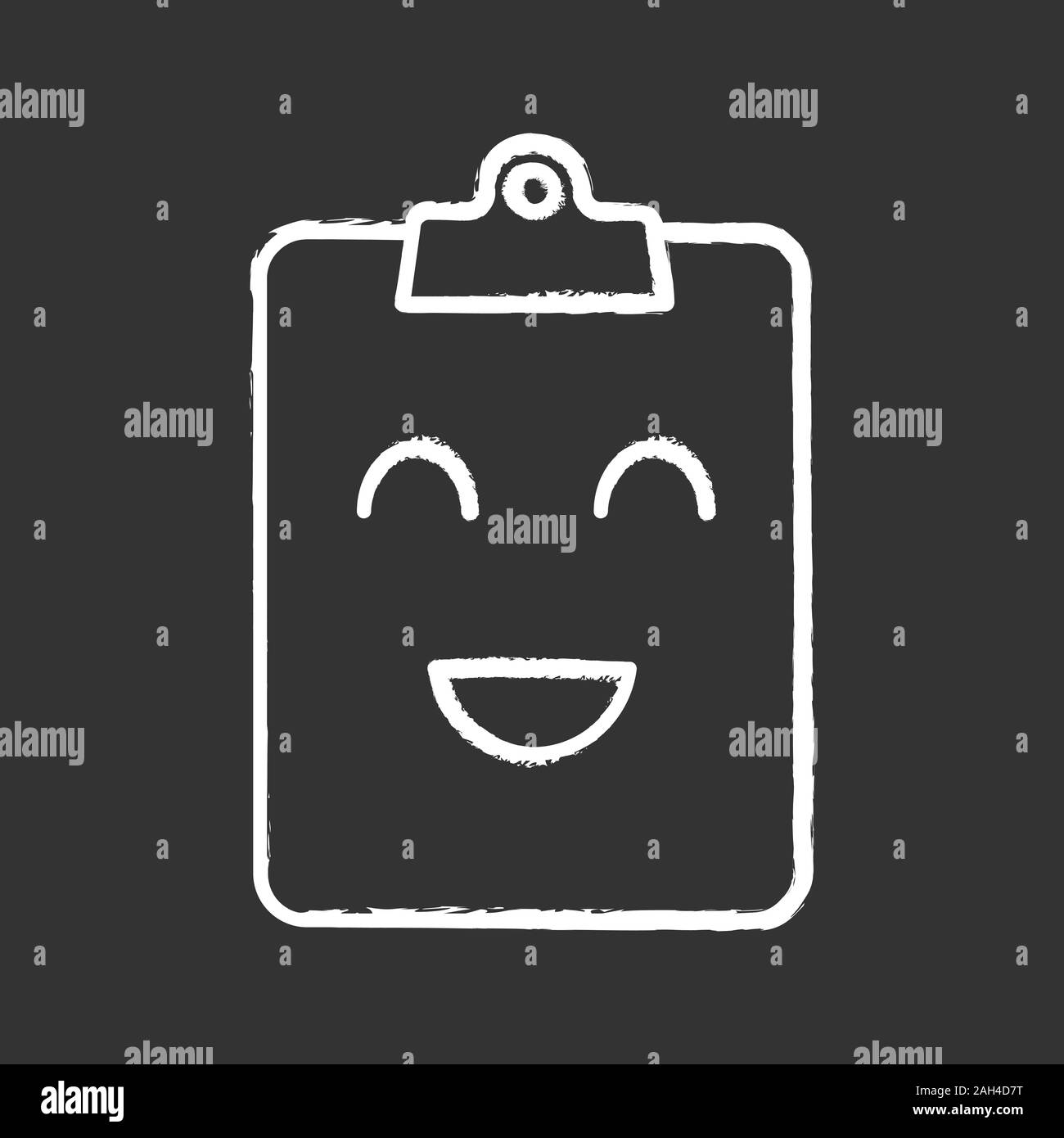 Smiling clipboard chalk icon. Test completed. Successful medical exam ...