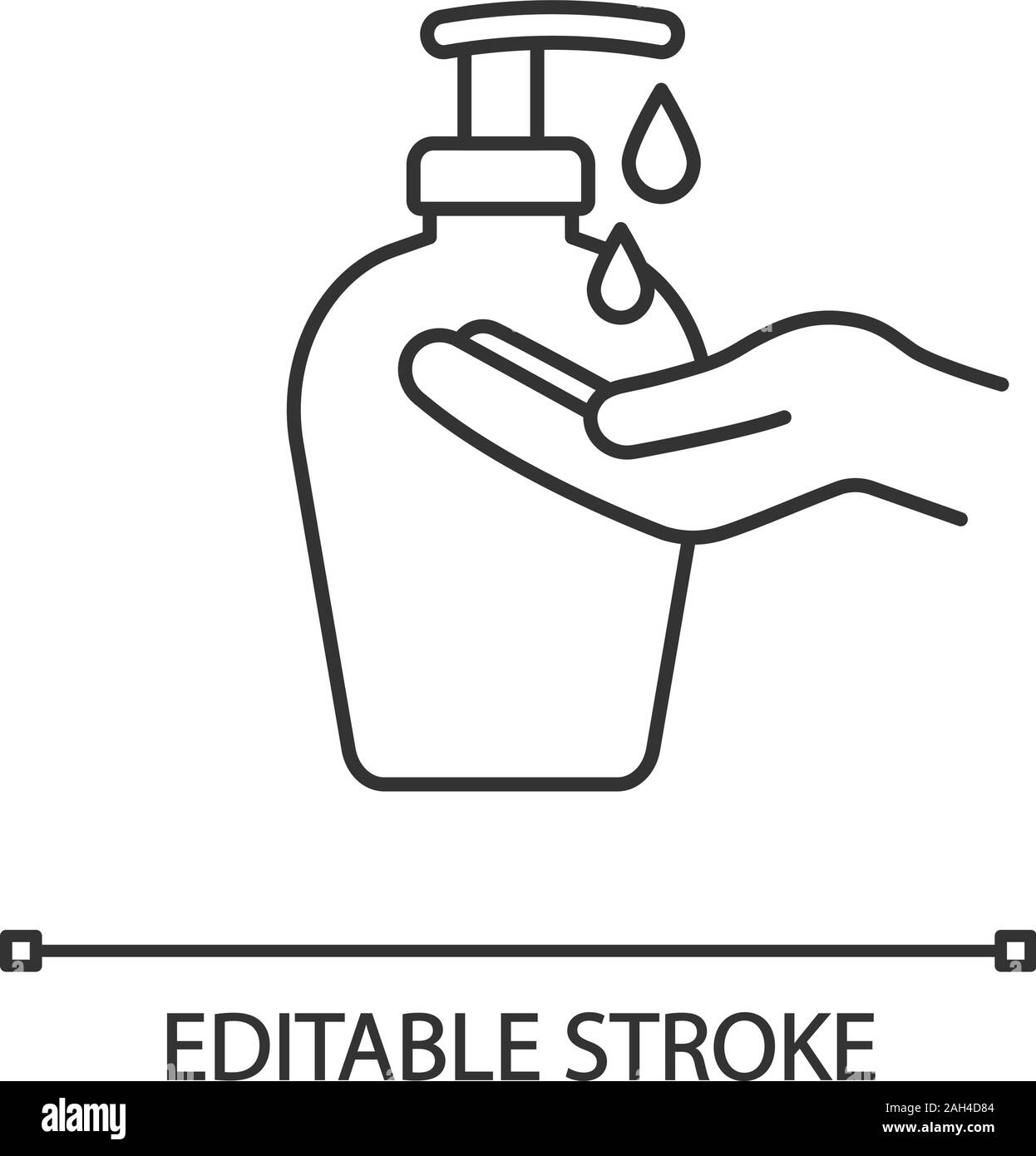 Hand soap linear icon. Thin line illustration. Liquid antibacterial ...