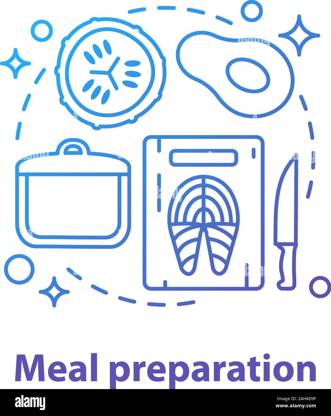 Food preparation concept icon. Fish recipe idea thin line illustration ...