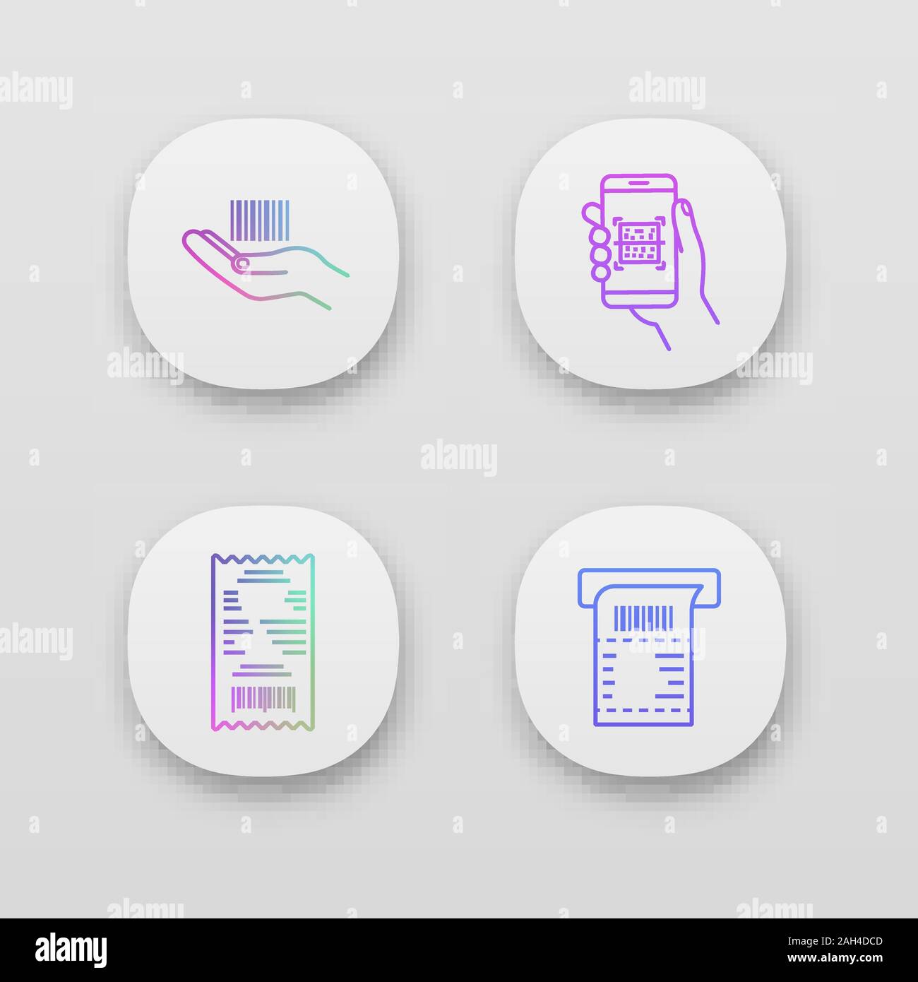 Barcodes App Icons Set Ui Ux User Interface Linear Barcode In Hand Qr Codes Scanning App
