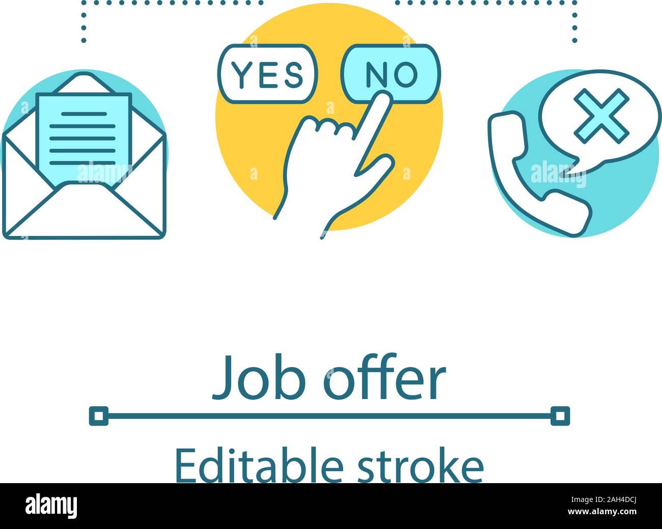 Job offer, rejection concept icon. Employment idea thin line ...