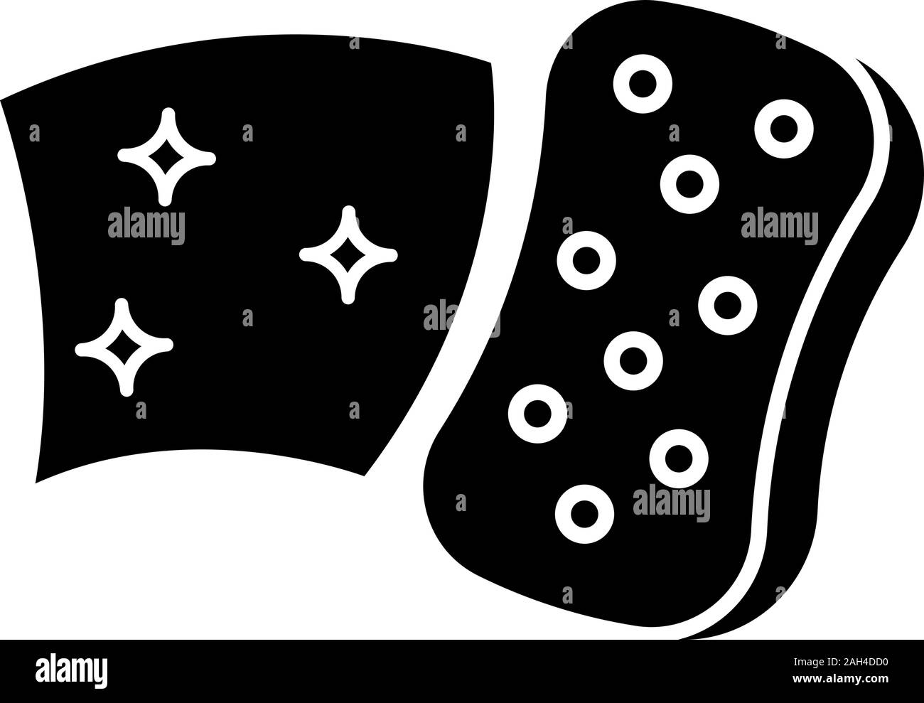 Cleaning sponge glyph icon. Kitchen sponge. Surface wiping ...