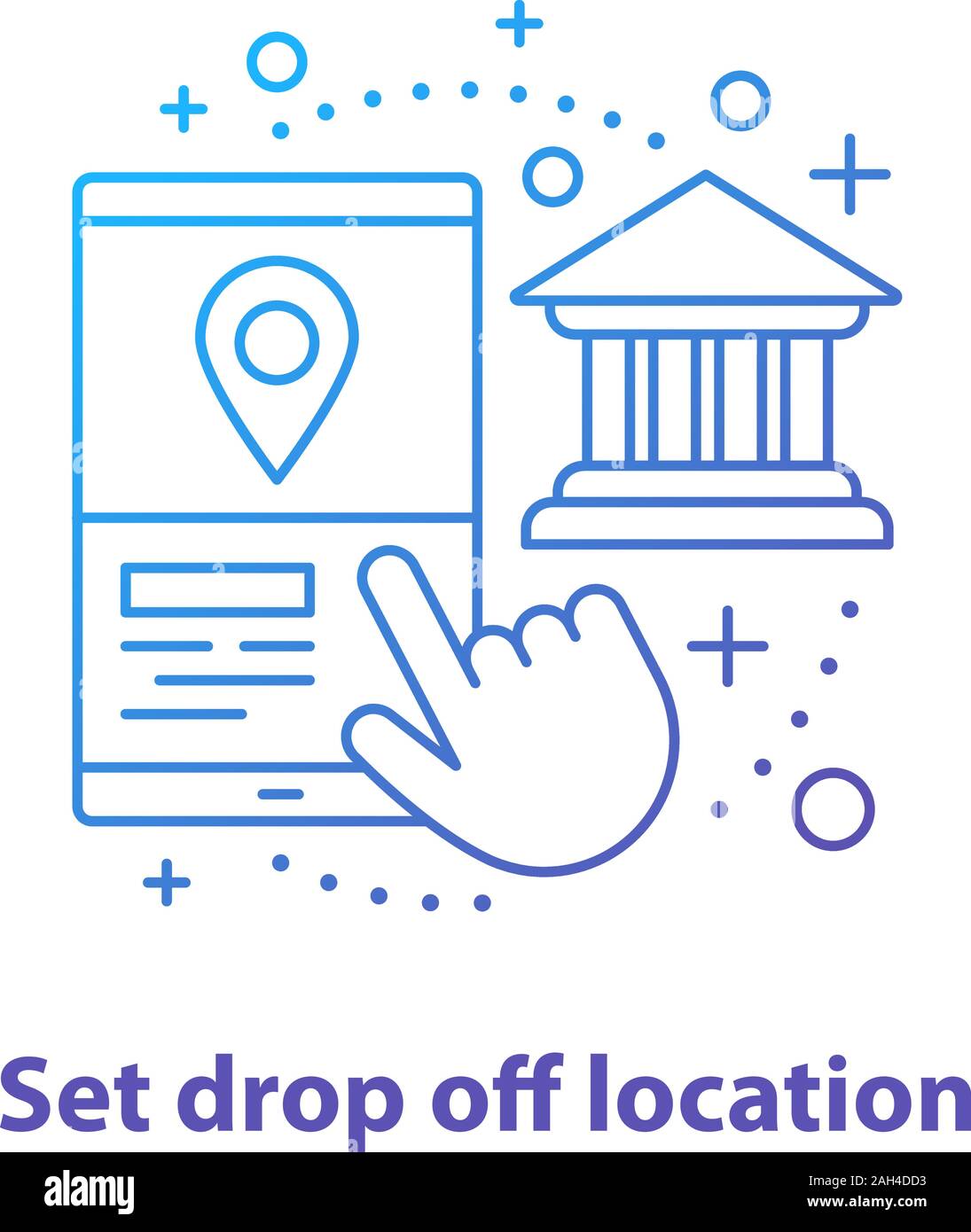 Setting drop off location concept icon. Choosing finish destination ...