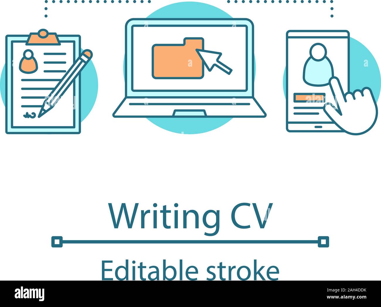 Writing Cv Concept Icon Job Searching Idea Thin Line Illustration Sending Job Application And