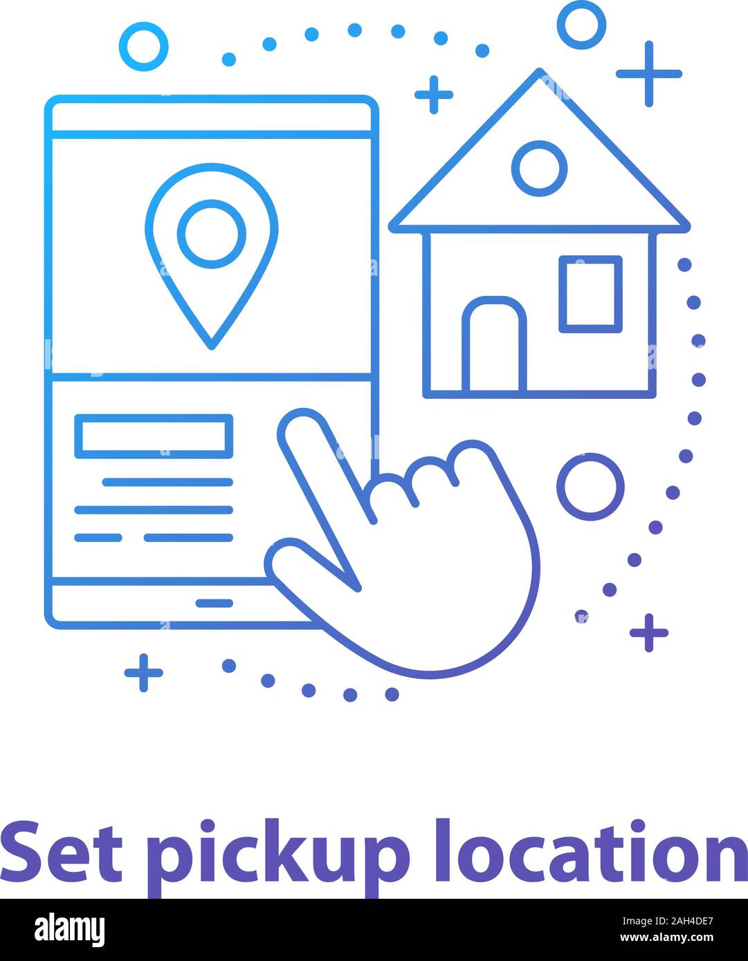 Setting pick up location concept icon. Choosing start destination point ...