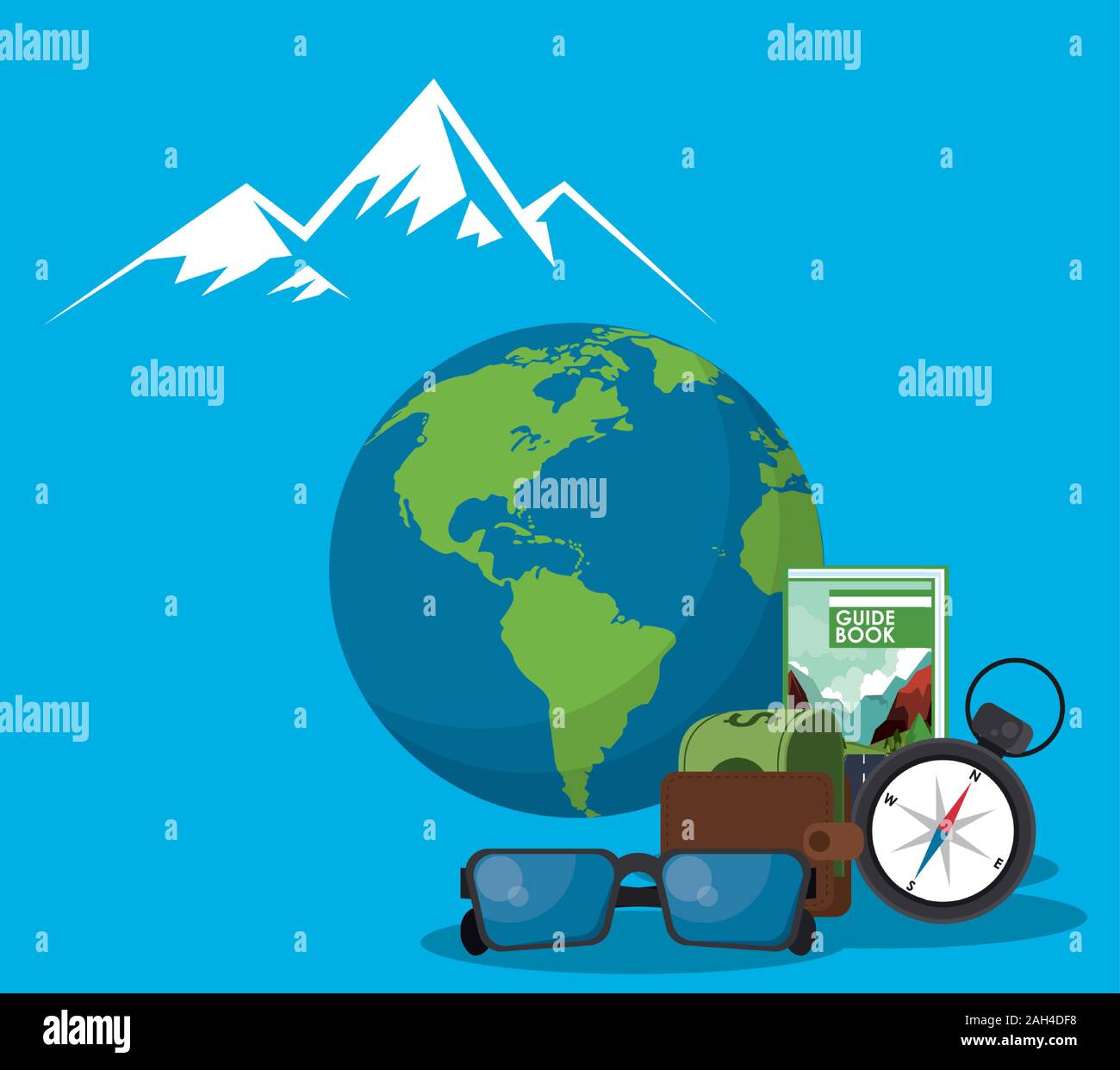 world travel scene with earth planet Stock Vector Image & Art - Alamy