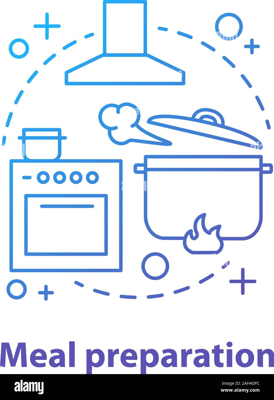 Food preparation concept icon. Kitchen. Cooking dinner. Cooker, exhaust ...