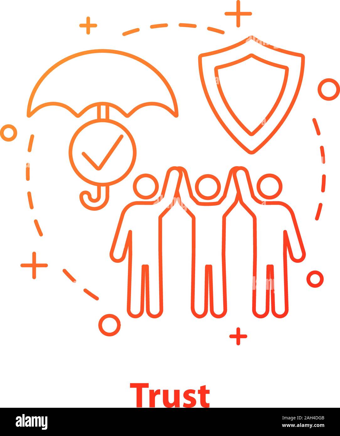 Trust concept icon. Insurance idea thin line illustration. Friendship ...
