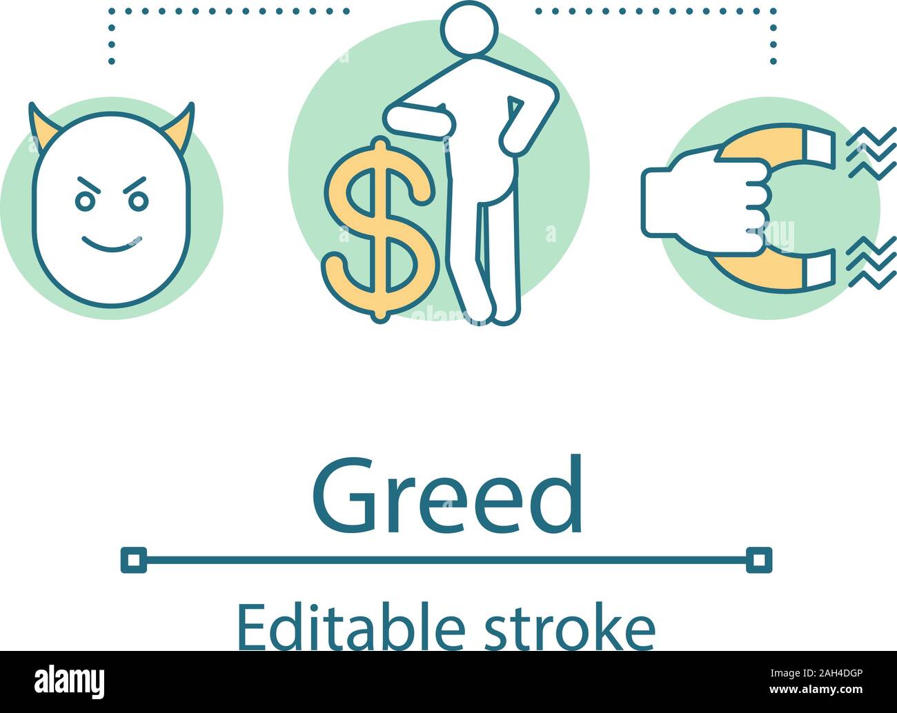 Greed concept icon. Selfish idea thin line illustration. Love of money ...