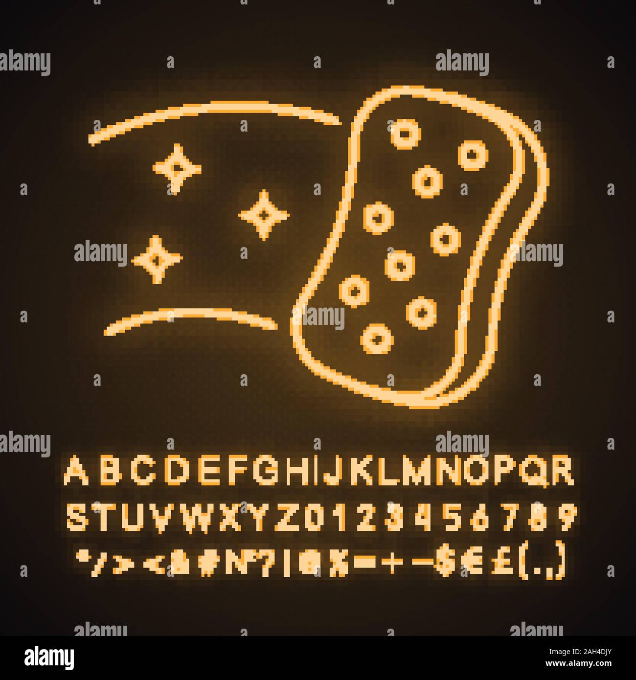 Cleaning sponge neon light icon. Kitchen sponge. Surface wiping ...