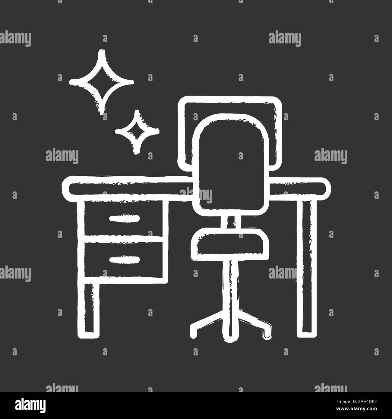 Cleaning table desk chalk icon. Keeping workplace clean. Tidy home or ...