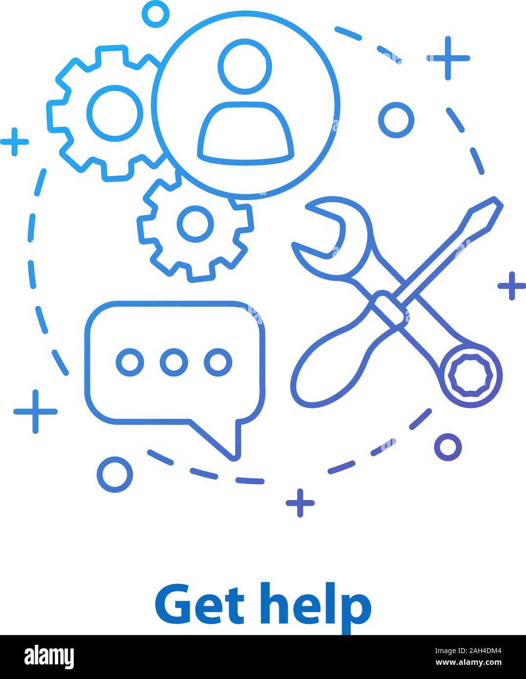 Technical support concept icon. Service support. Get help idea thin ...