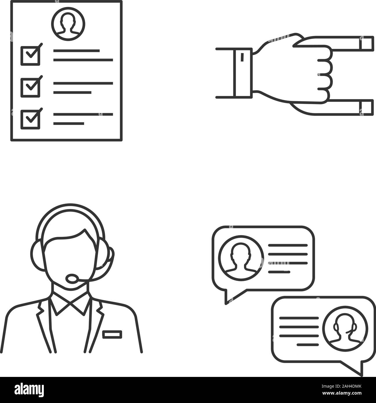 Customer retention and loyalty linear icons. Quality control survey ...