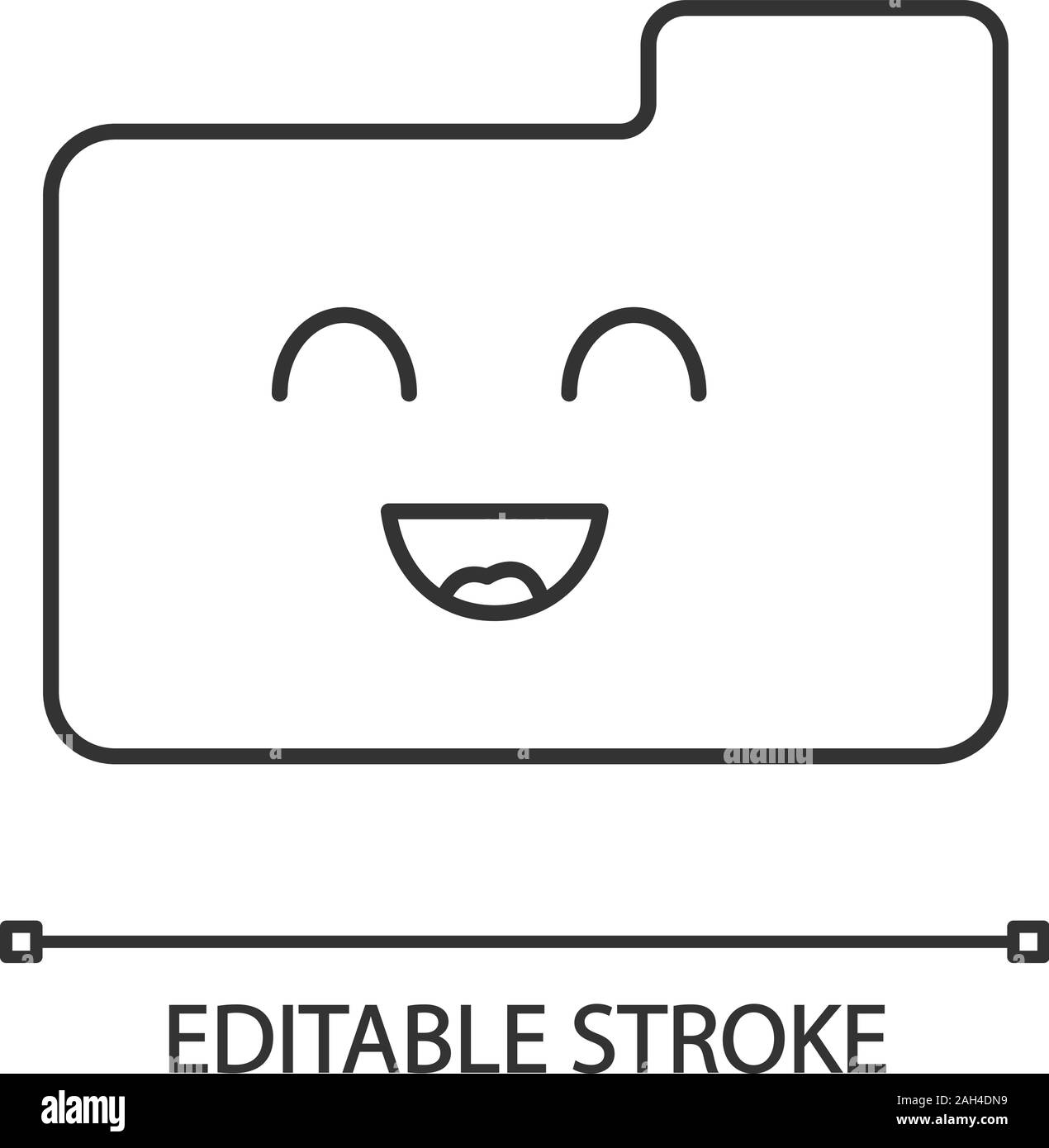 Smiling folder linear icon. Data storage. Thin line illustration. Easy ...