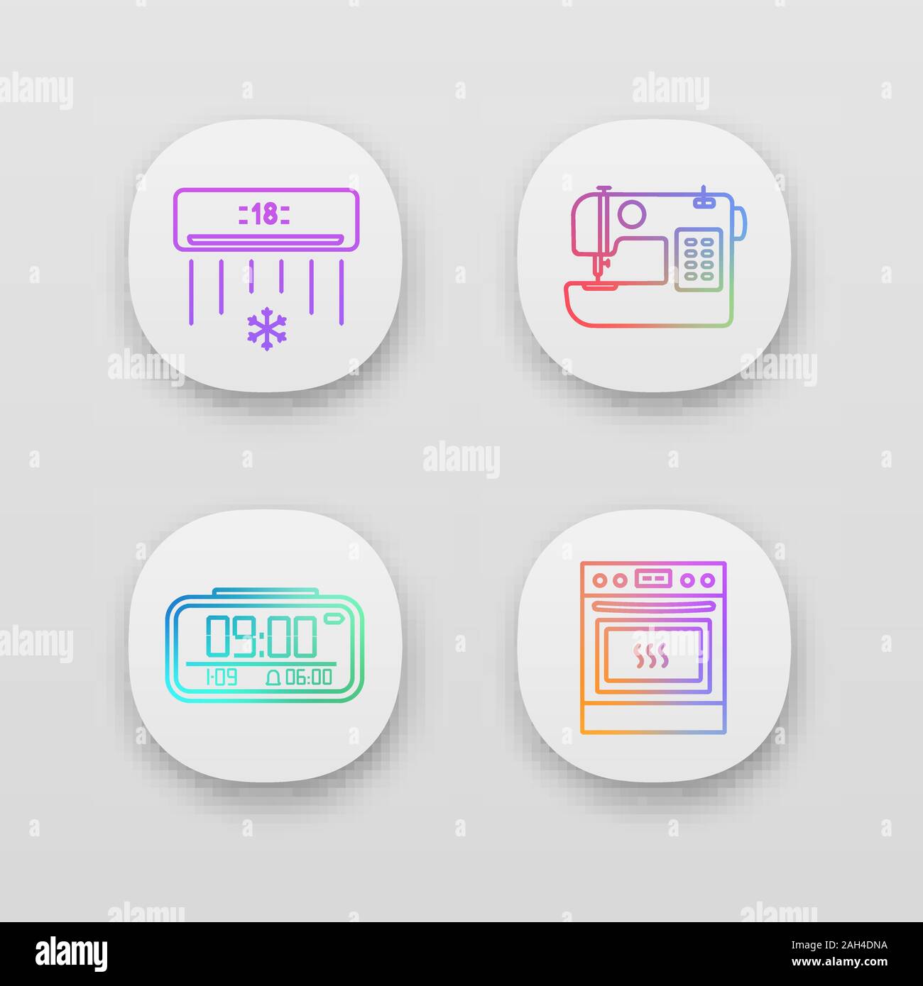 Household appliance app icons set. UI/UX user interface. Air ...