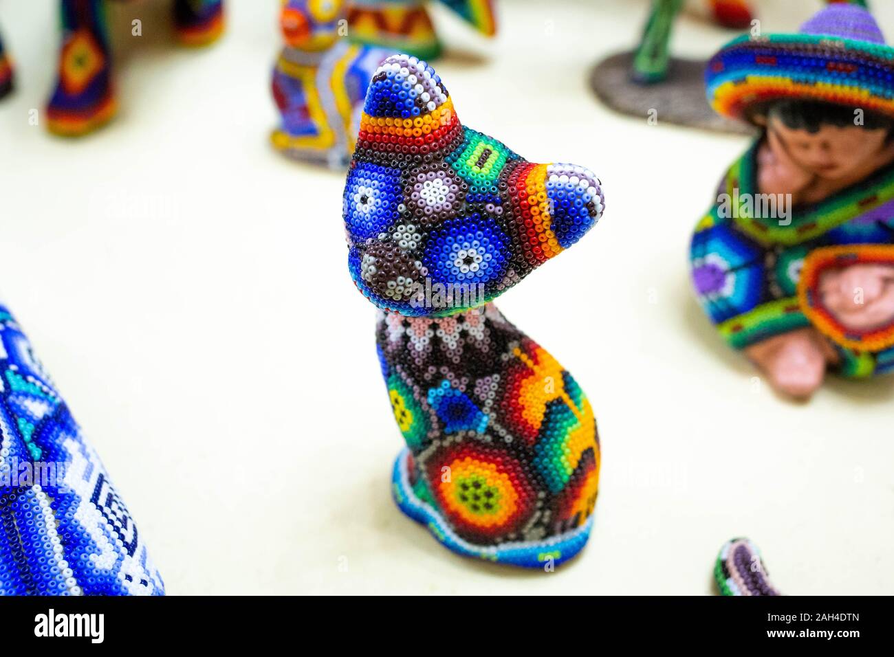 Traditional huichol bead ornament figures mexican culture work Stock ...