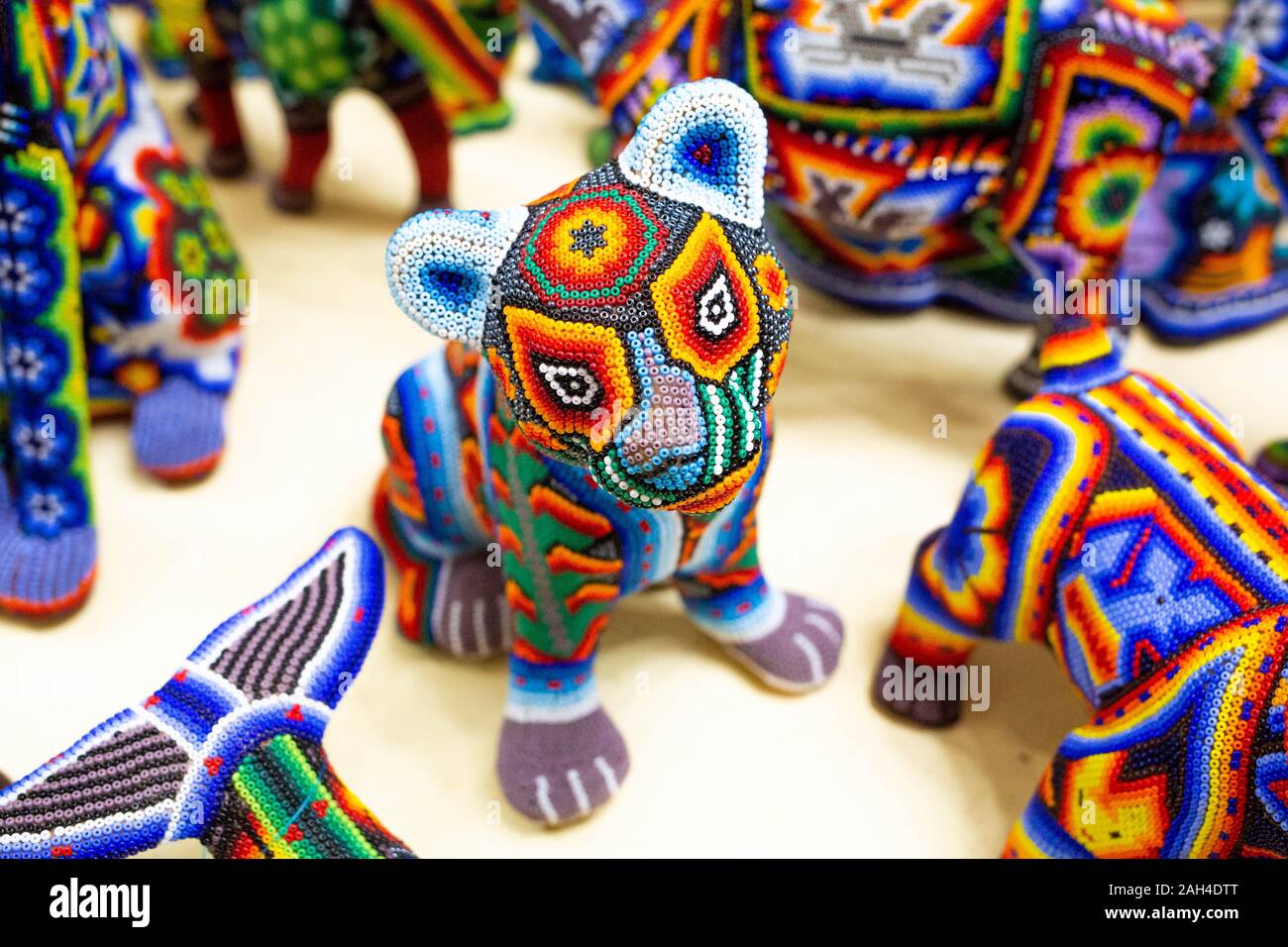 Traditional huichol bead ornament figures mexican culture work Stock ...