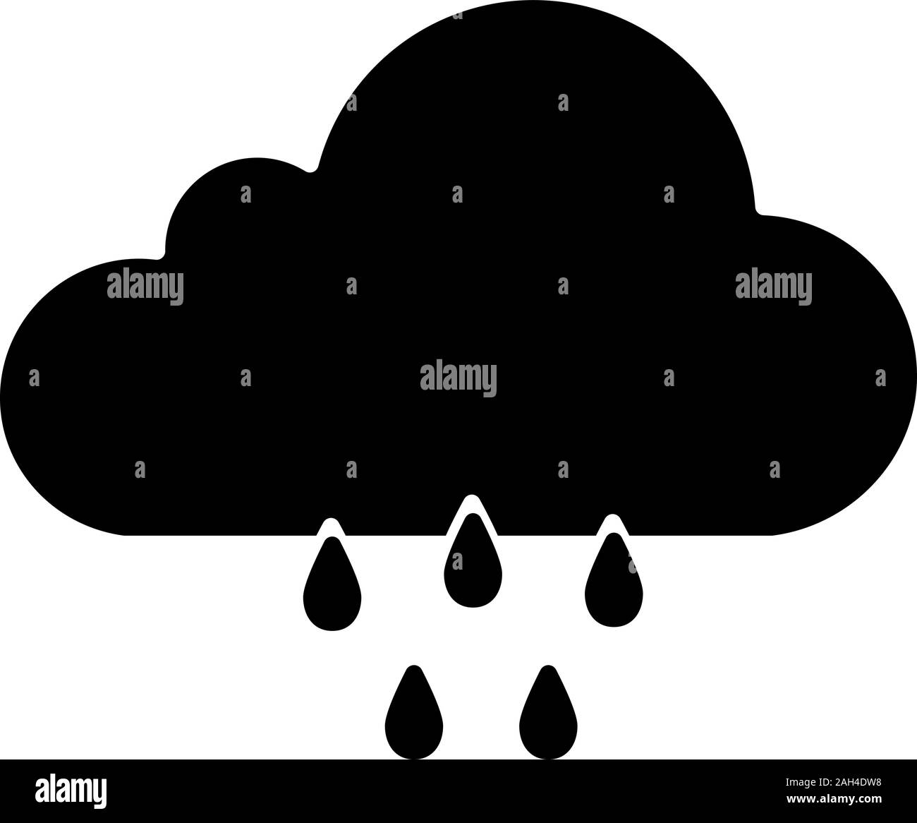 Rain glyph icon. Pour rain. Rainy weather. Cloudburst, downpour ...