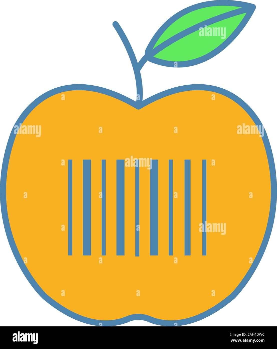 Product barcode color icon. Apple with linear bar code. Retail ...