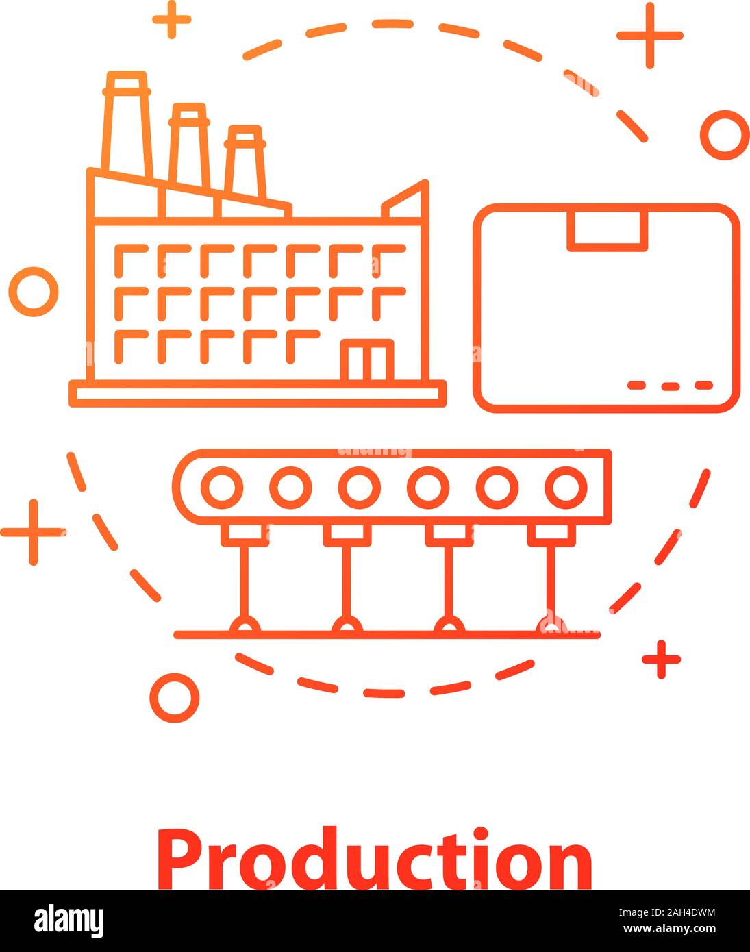 Production concept icon. Manufacturing. Industrial sector idea thin ...