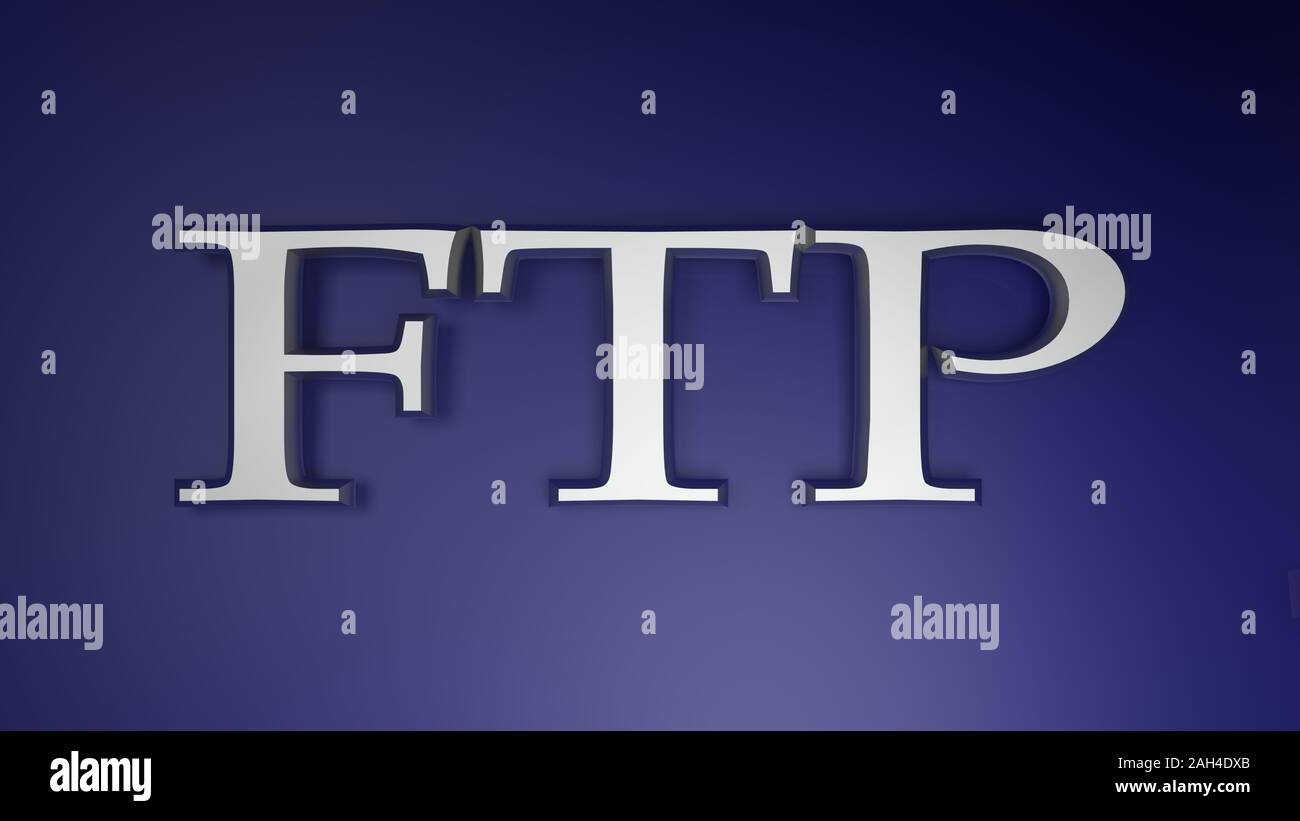FTP chrome write on blue background - 3D rendering illustration Stock ...