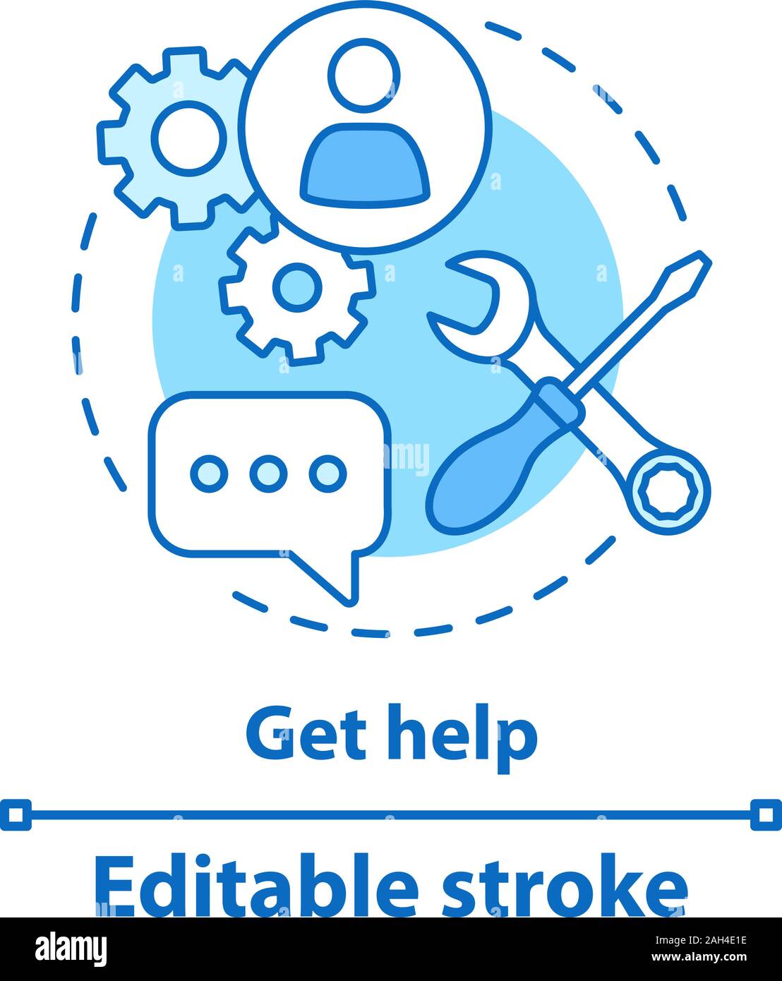 Technical support concept icon. Service support. Get help idea thin ...