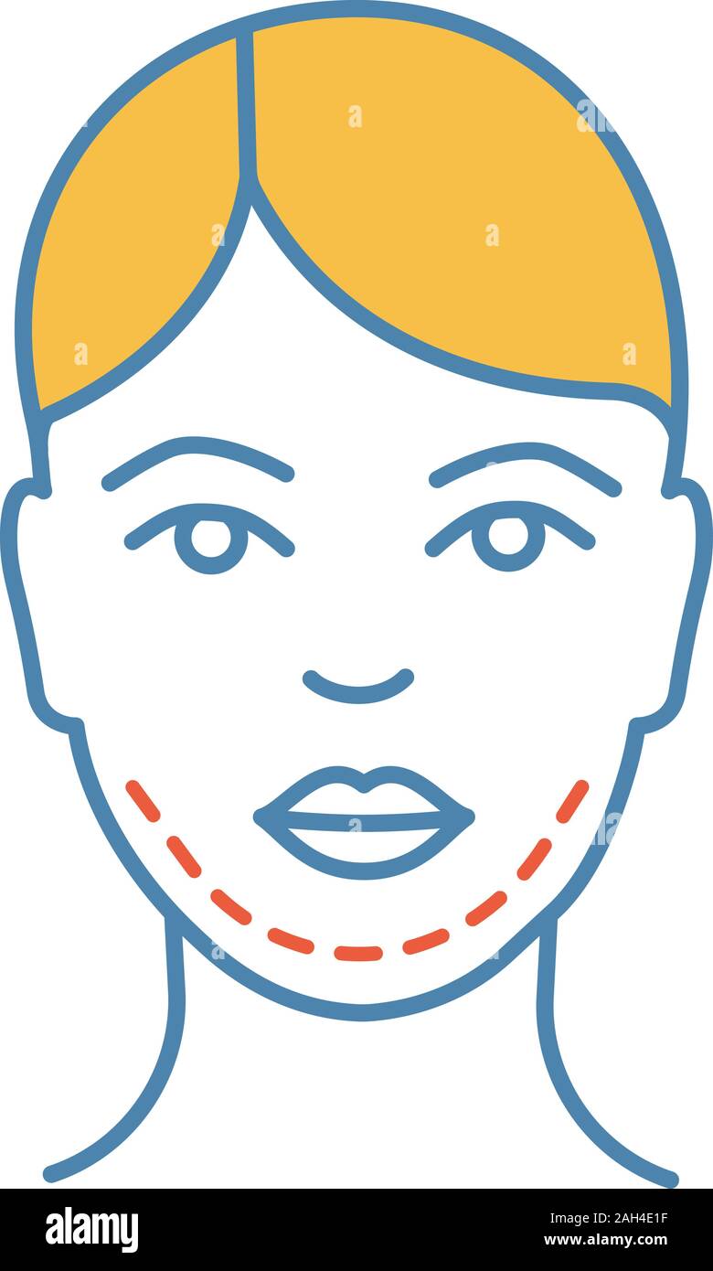 Double chin surgery color icon. Plastic surgery. Double chin removal ...