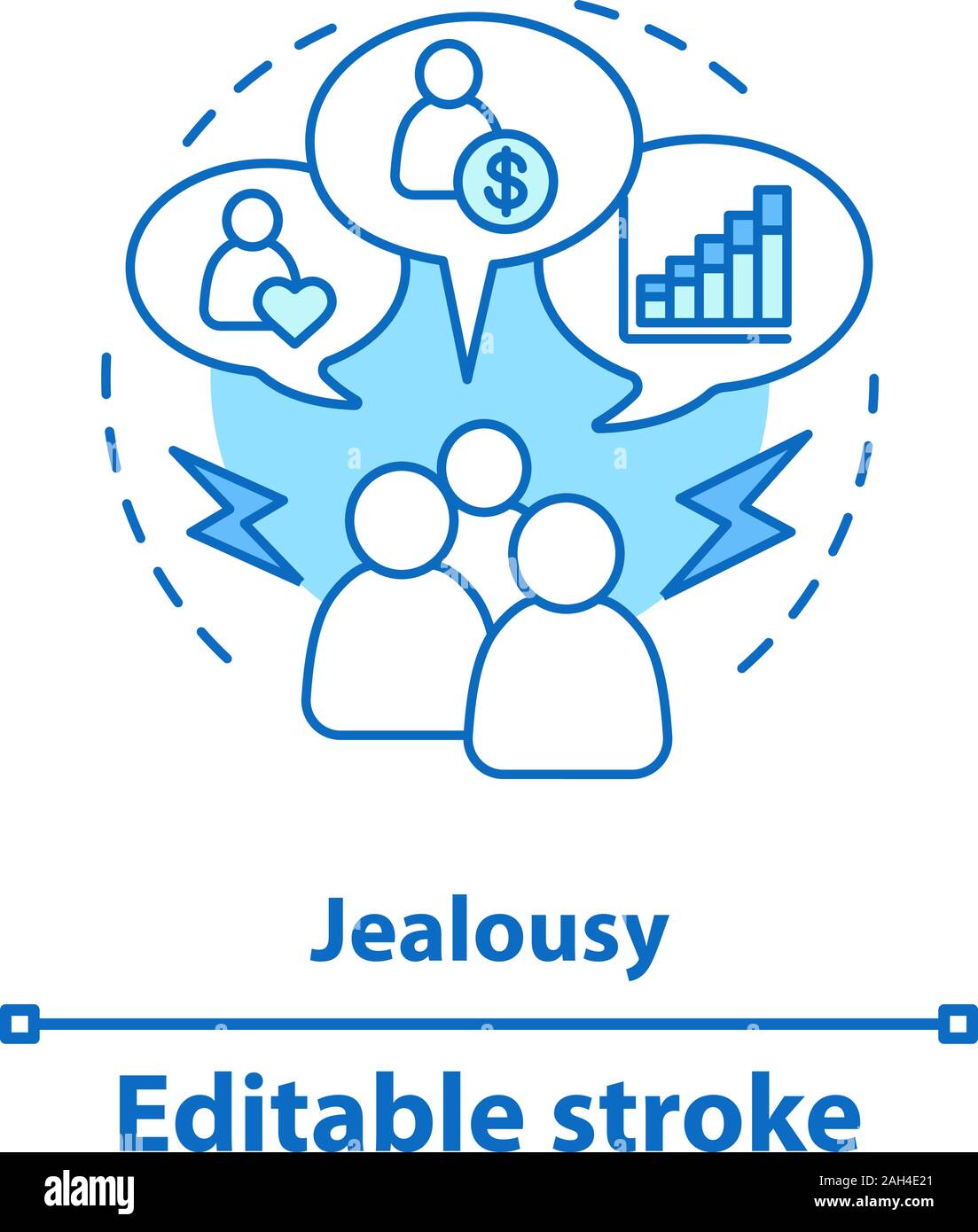 Jealousy concept icon. Distrust idea thin line illustration. Gossip ...