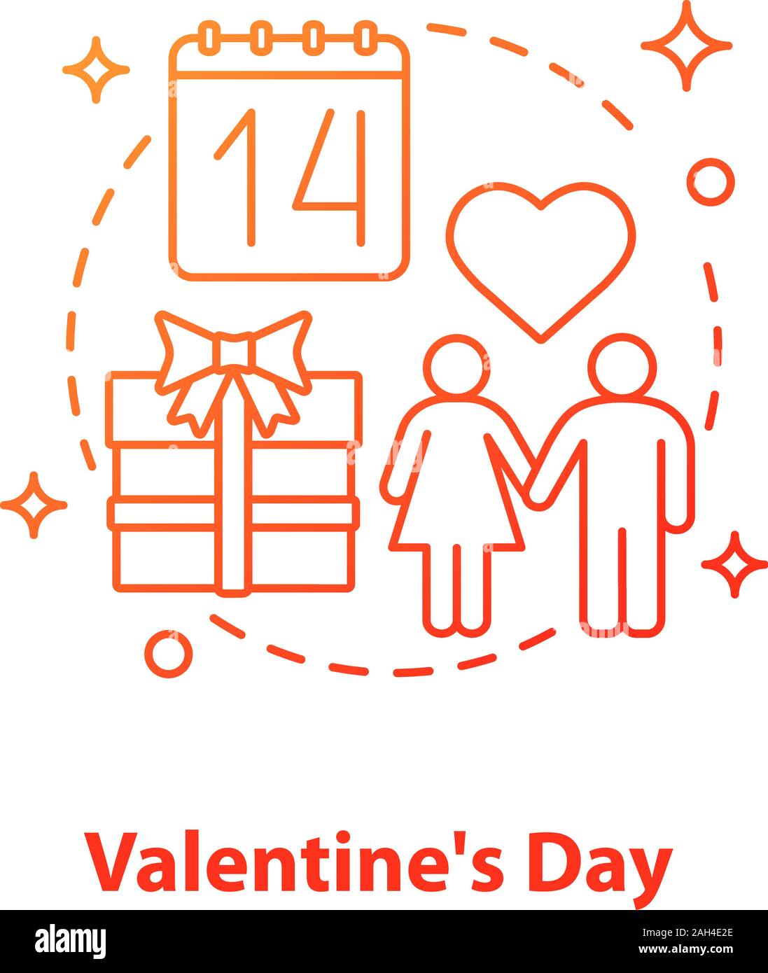 Valentine’s Day concept icon. February 14th idea thin line illustration ...