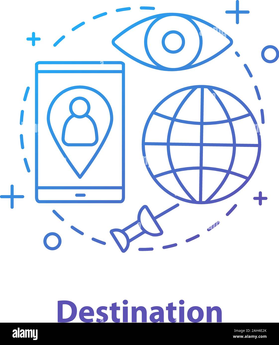 Choosing travel destination concept icon. International route searching ...