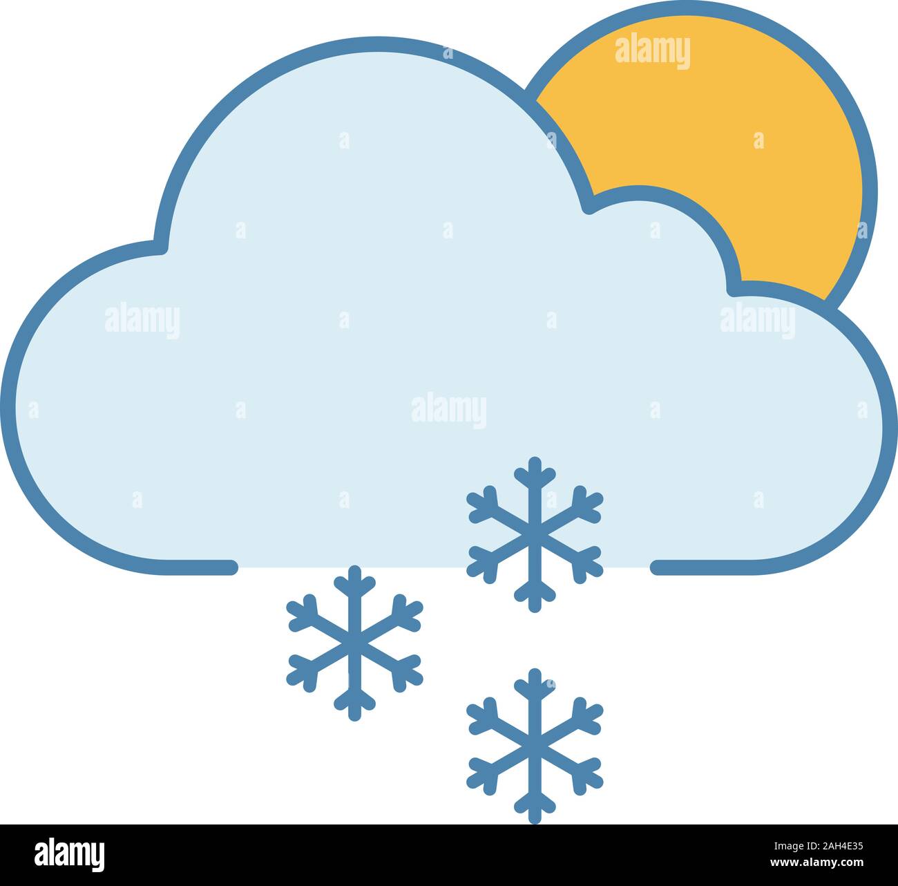 Scattered snow color icon. Snowy. Light snow. Partly cloudy. Winter ...