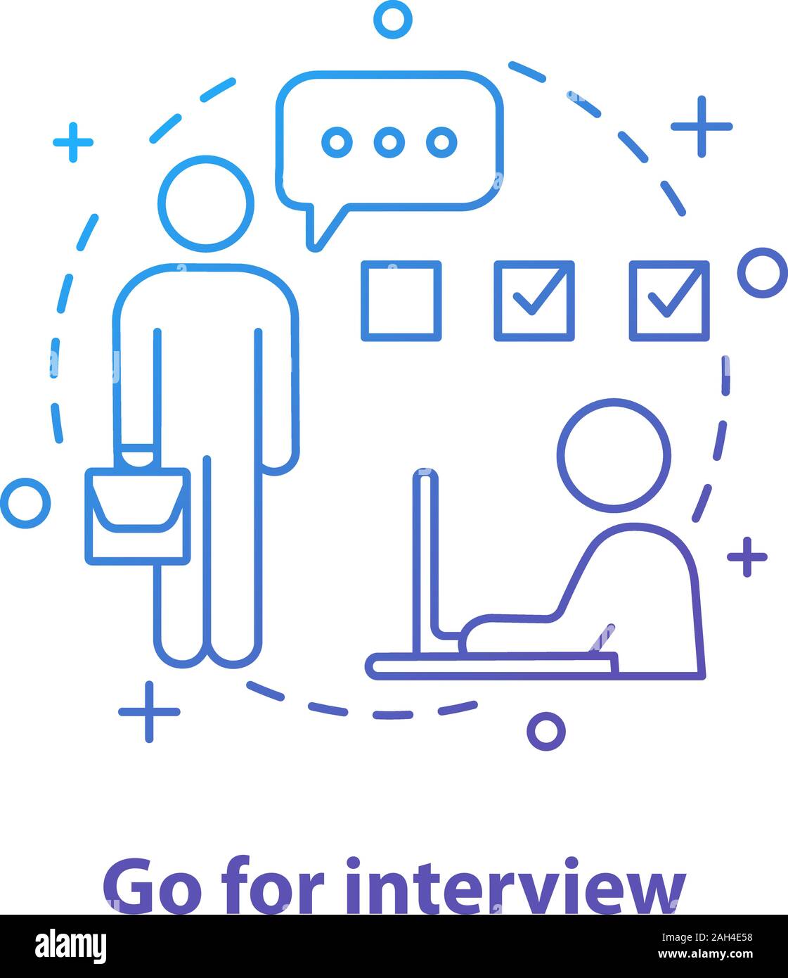 Job interviewing concept icon. HR management idea thin line illustration. Employment ...