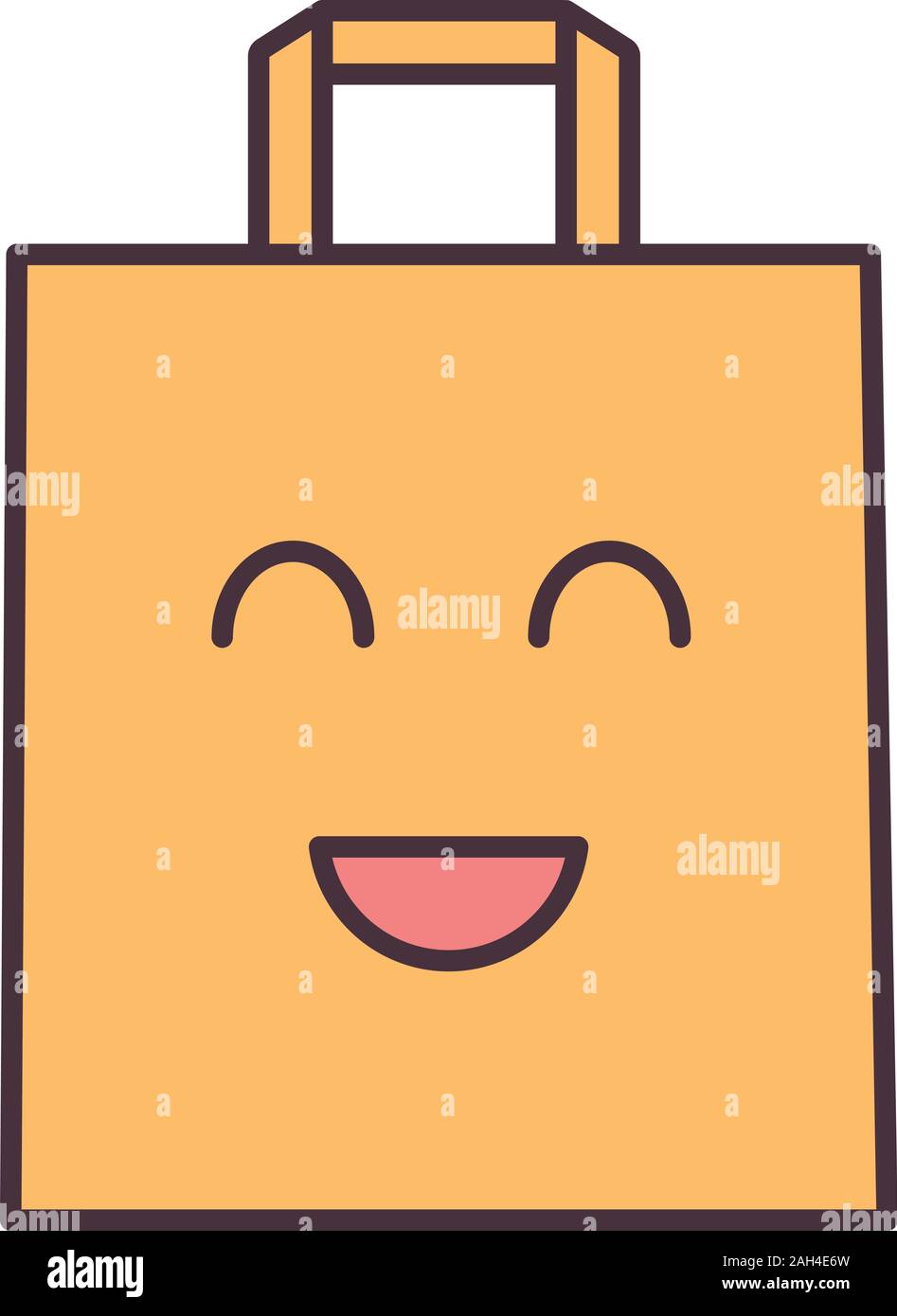 Smiling shopping bag character color icon. Sale, special offer. Happy ...